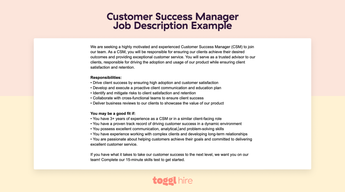 Hiring a Customer Success Manager: 10 Skills to Assess • Toggl Hire