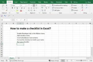 How To Make A Checklist In Excel In 5 Easy Steps