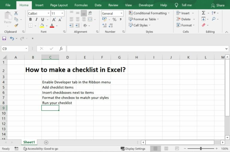 How To Make A Checklist In Excel In 5 Easy Steps