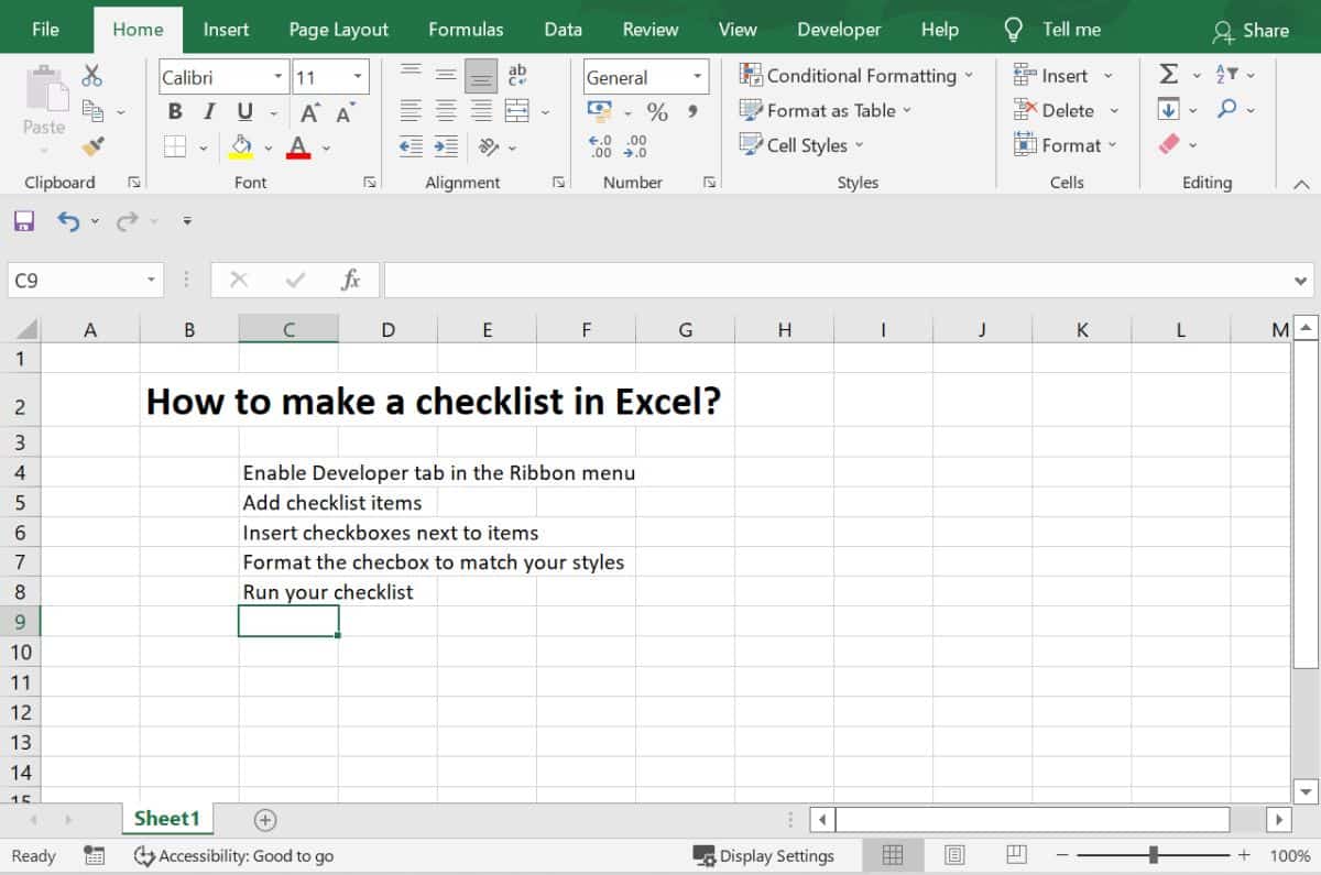 How To Make A Checklist In Excel In 5 Easy Steps Toggl Blog