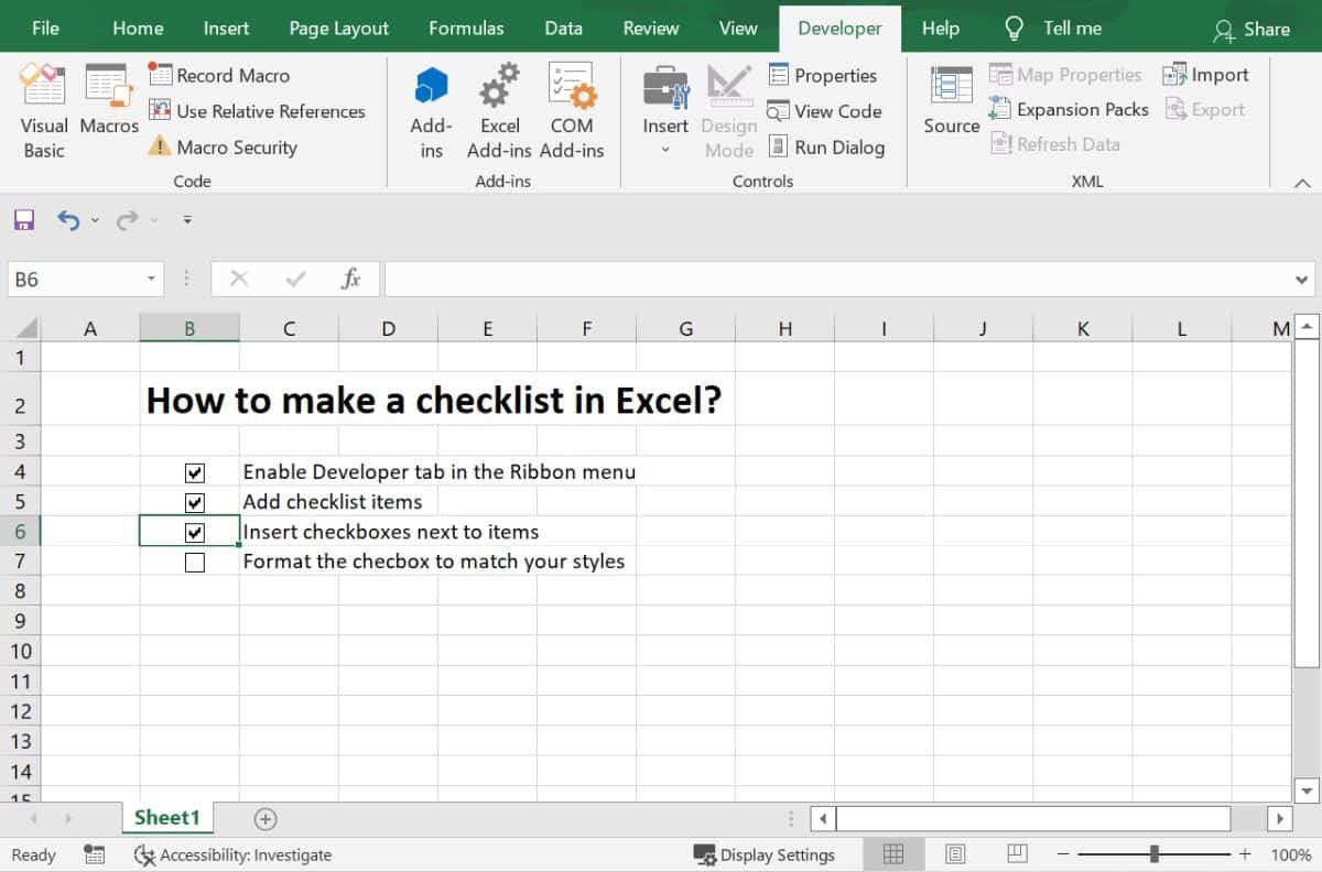 How To Make A Checklist In Excel In 5 Easy Steps Toggl Blog