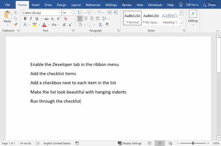 How To Make A Checklist In Microsoft Word In 5 Simple Steps