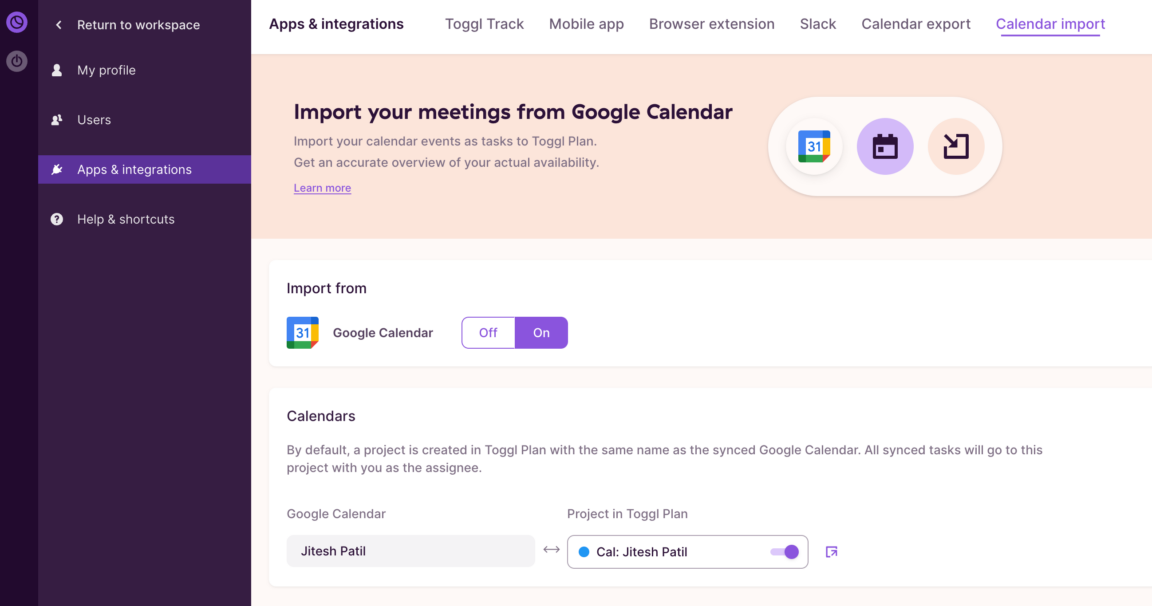 What’s New: Toggl Plan's Google Calendar Integration For Accurate Availability